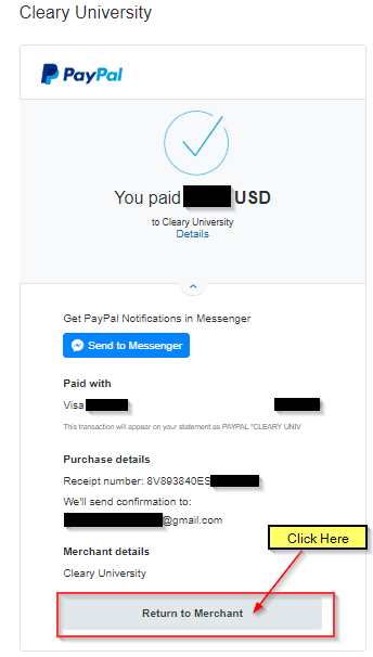 Cleary University Housing Application Fee Payment Form