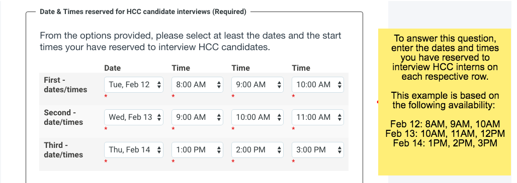 2024 Host Organization Interview Availability
