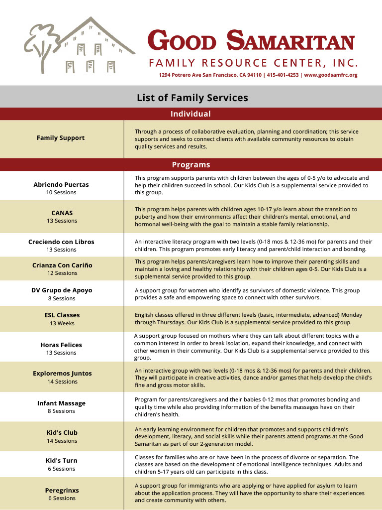 Good Sam FRC Family Services Partner Organization Referral Form